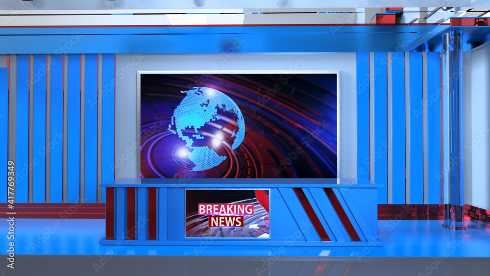 News Studio, Backdrop For TV Shows .TV On Wall.3D Virtual News Studio ...