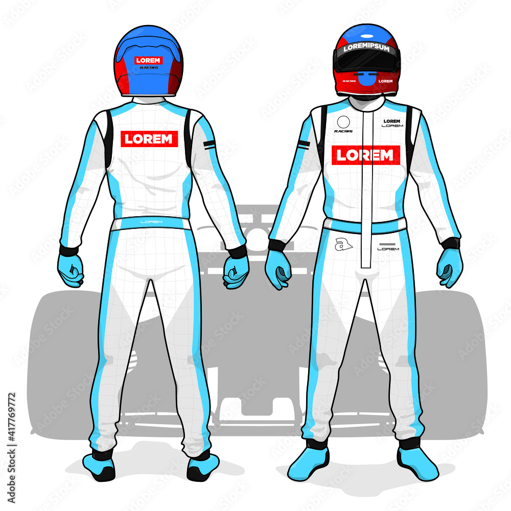 Racing driver uniform template mockup design Stock Vector | Adobe Stock
