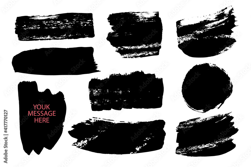 Masks.Vector set of brushes.Grunge design elements.Rectangular text ...