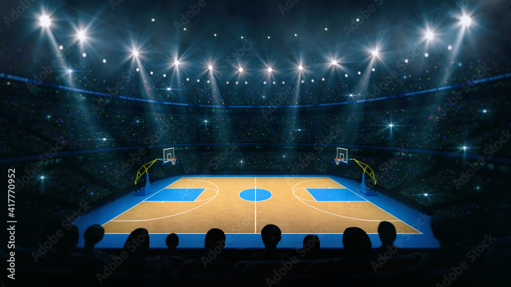Side view from the grandstand of the basketball arena. Interior view to ...