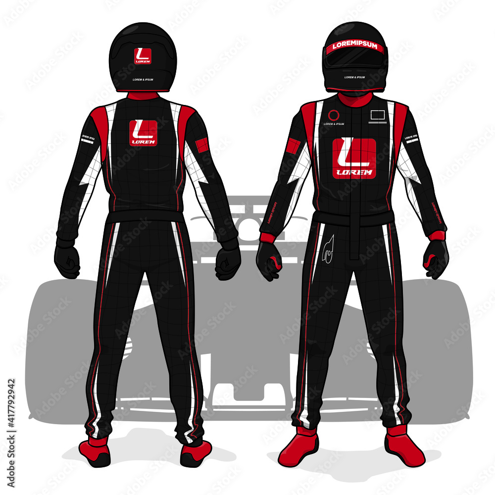 Racing driver uniform template mockup design Stock Vector | Adobe Stock