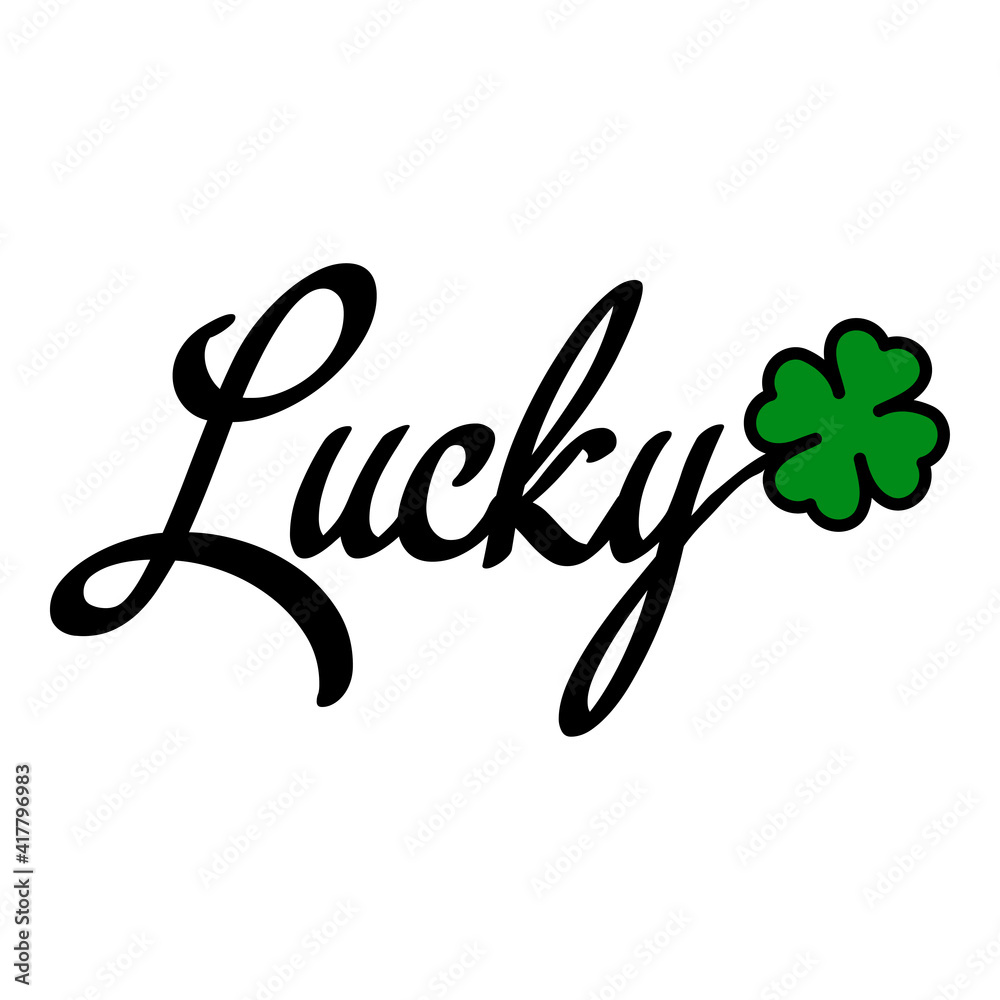 Logotipo con texto manuscrito lucky escrito a mano en color negro con ...