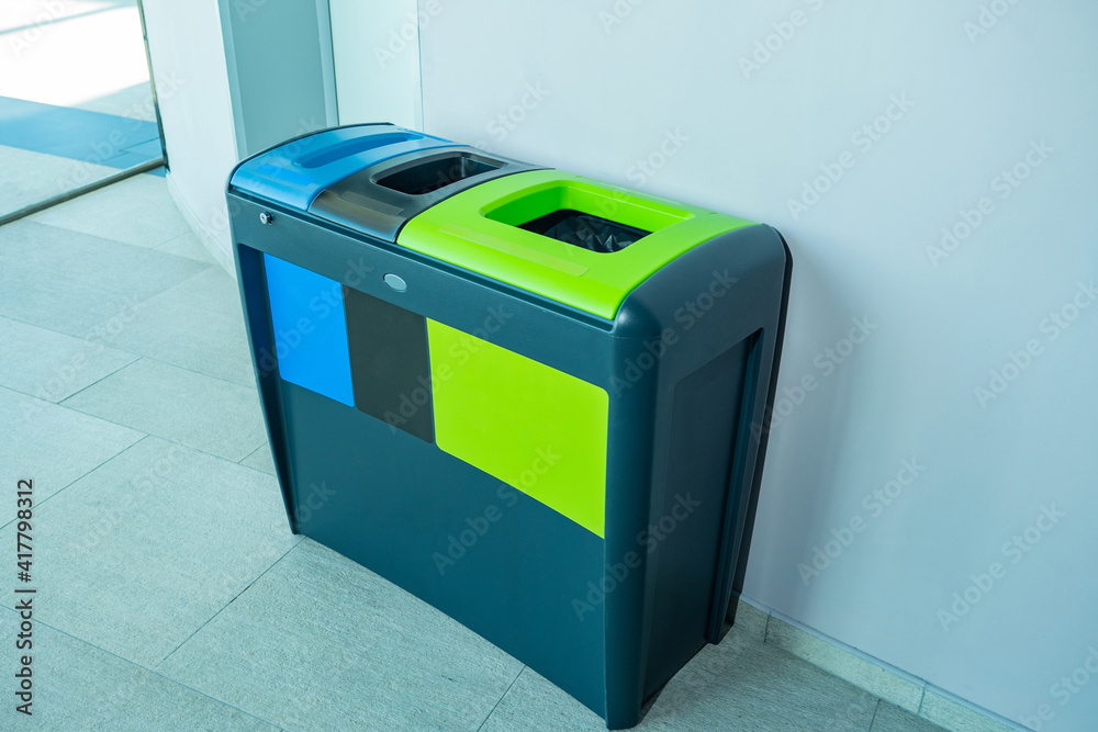 Waste bin for separate collection of flour. Indoor multi-colored trash ...