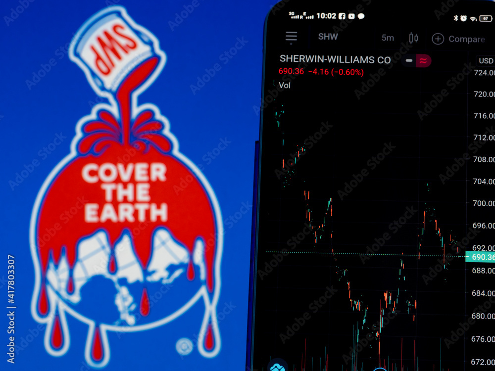 In this photo illustration the stock market information of Sherwin ...