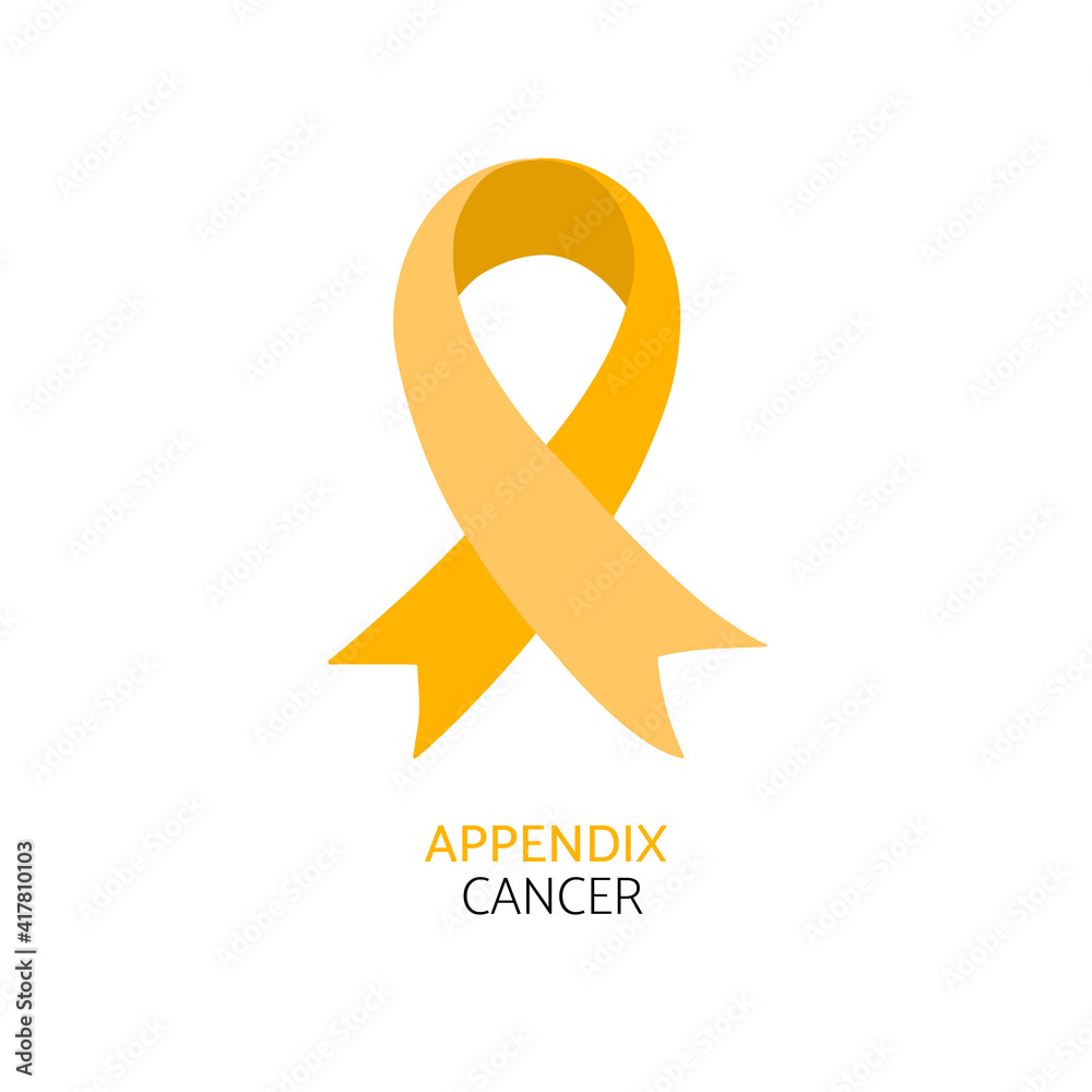 Appendix cancer awareness. Realistic amber, yellow ribbon. Vector ...