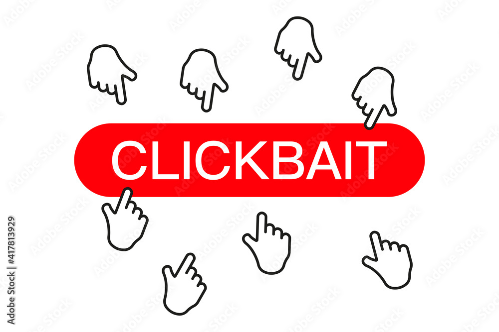 Clickbait button with cursor, clickbait banner, push button. Vector ...