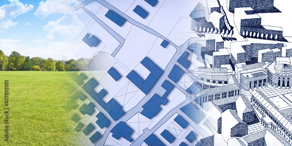 Land management concept image with an imaginary cadastral map of ...