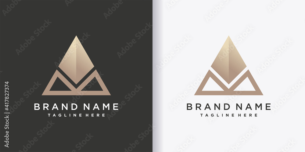 pyramida logo template with creative golden concept Stock Vector ...