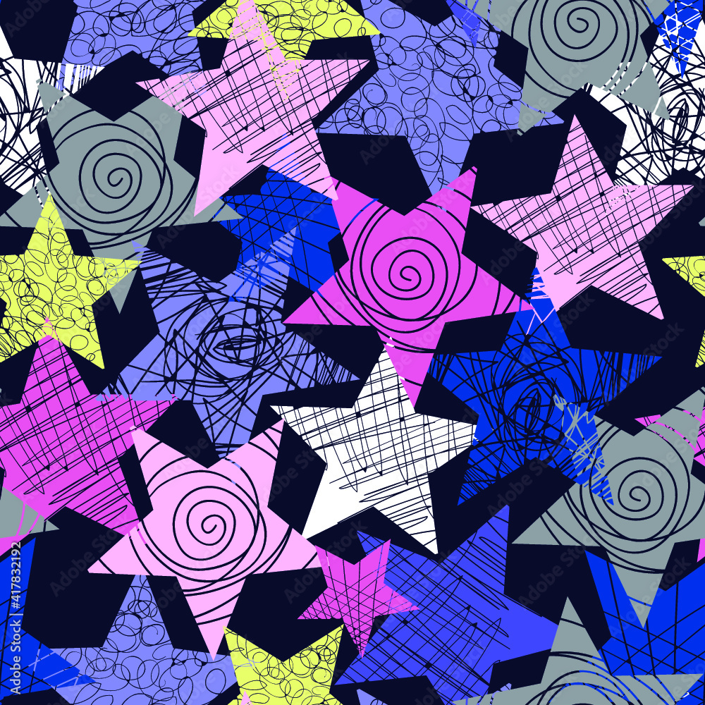 Abstract seamless grunge pattern with stars. Bright gradient background ...