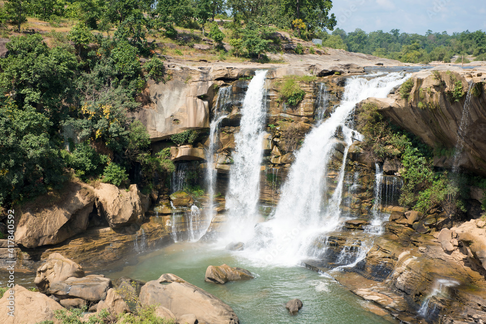 Koriya / India 21 October 2017 Amritdhara waterfall in Koriya district ...