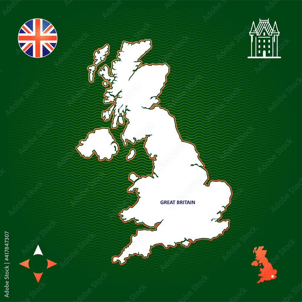simple outline map of great britain Stock Vector | Adobe Stock