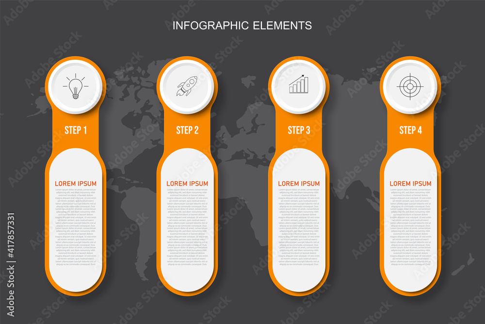 Colorful rectangular infographics elements, Thin line pictograms ...