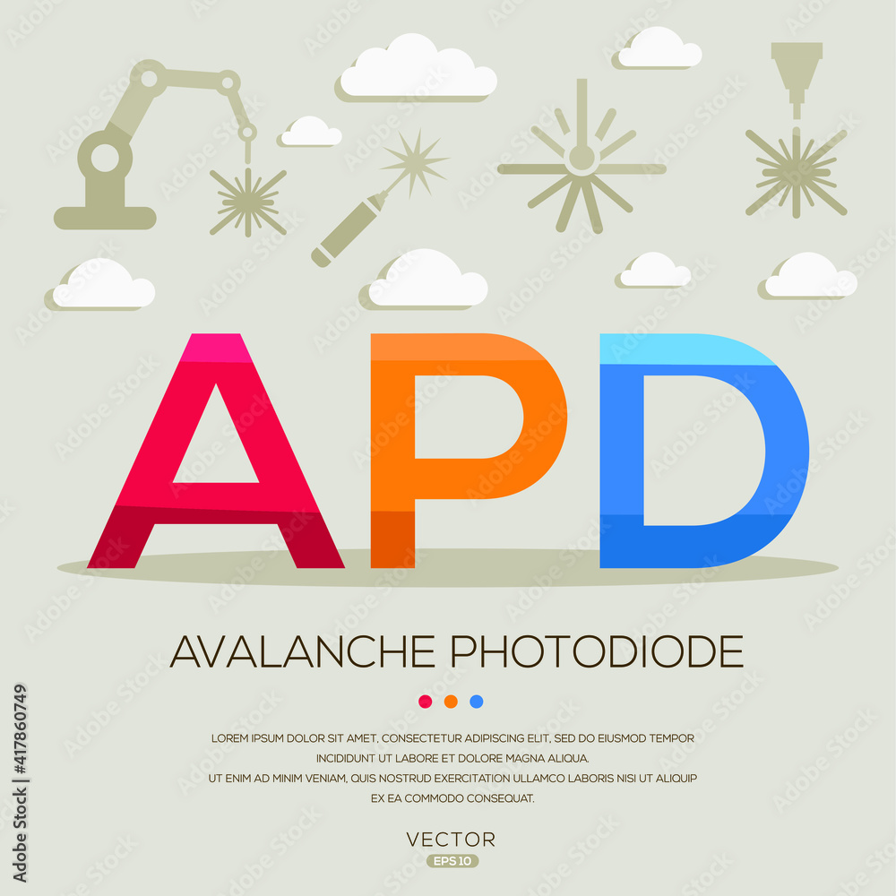 APD mean (avalanche photodiode) Laser acronyms ,letters and icons ...