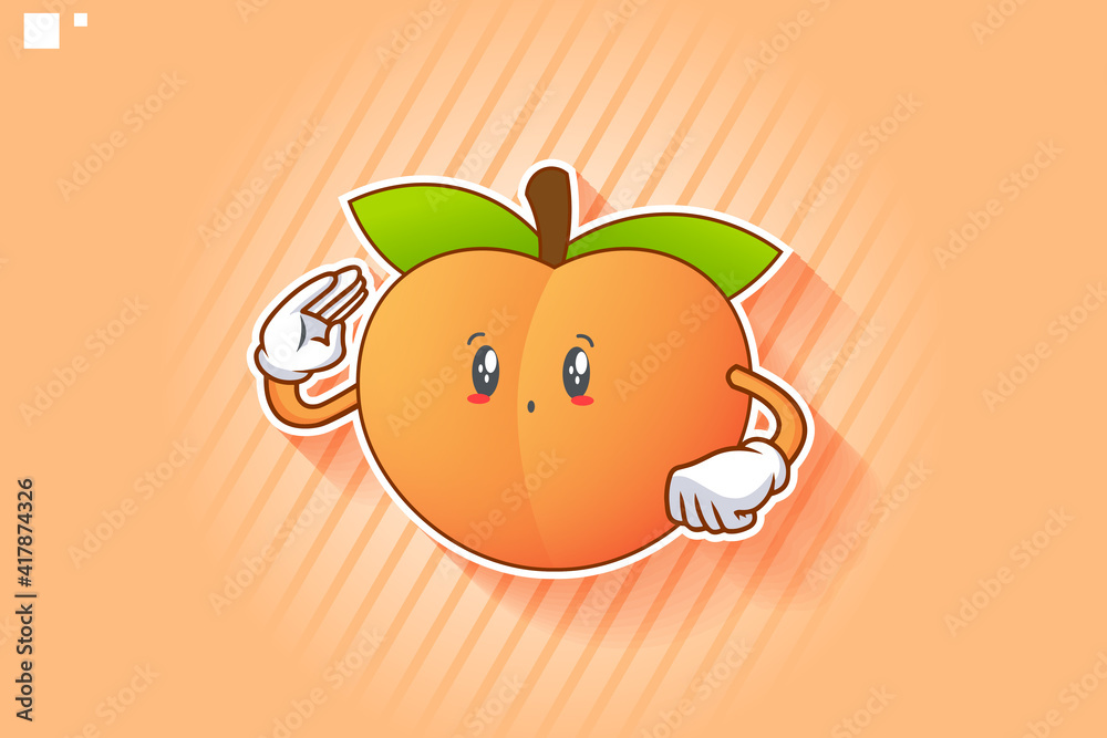 UH , OH, GASP Face Emotion. Salute, Respect Hand Gesture. Peach Fruit ...