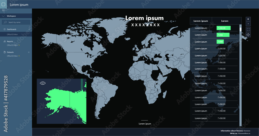World map dashboard Stock Vector | Adobe Stock