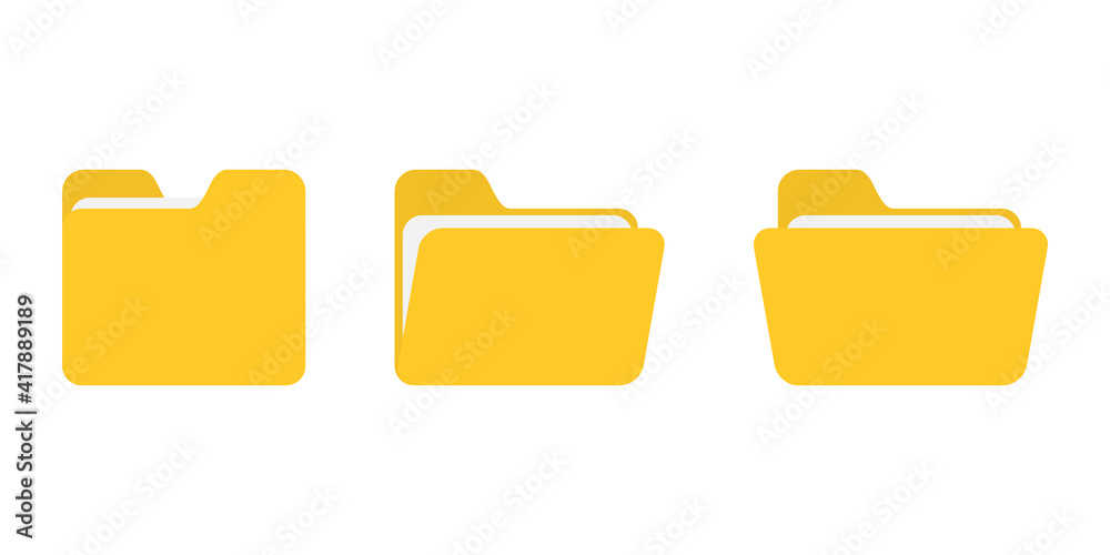Folder vector icon. Open folder icon. Folder with documents on white ...