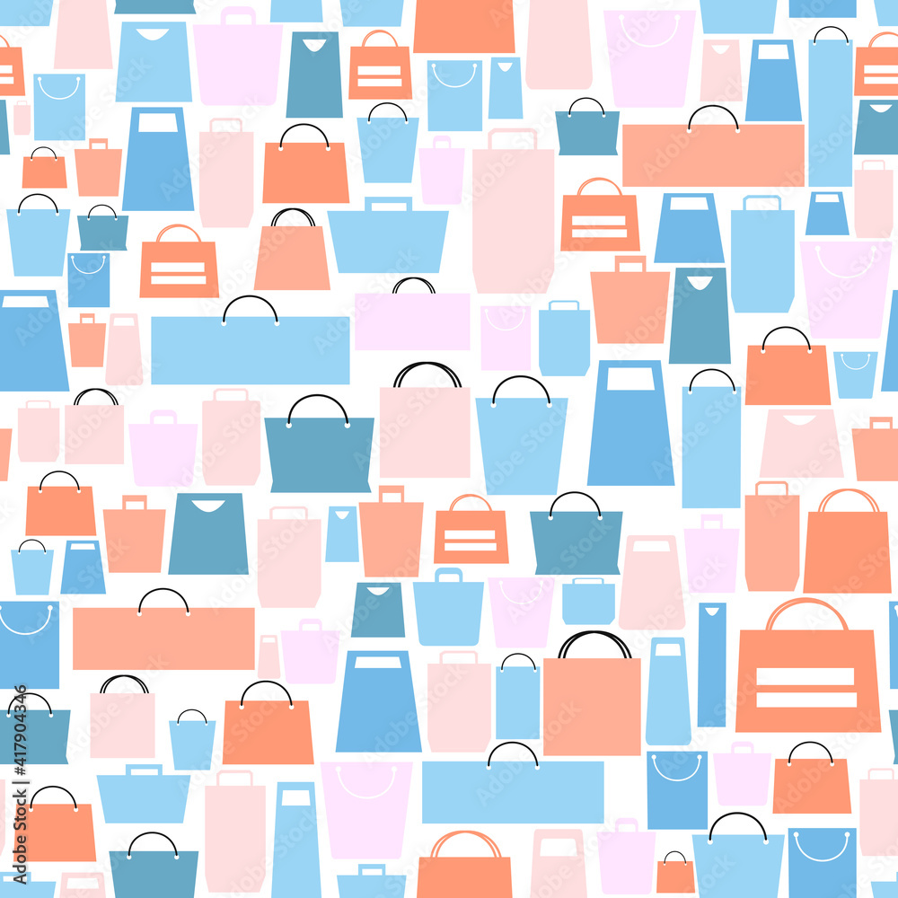 Shop seamless pattern. Shopping poster design template. Store sale ...