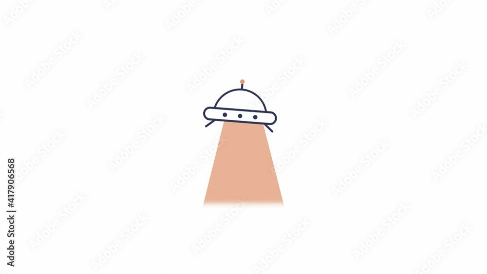 Cool simple animated UFO with suction beam. Concept for text. Shape ...