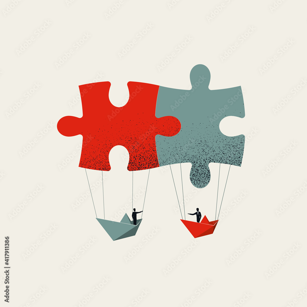 Business teamwork vector concept. Symbol of creative cooperation and ...