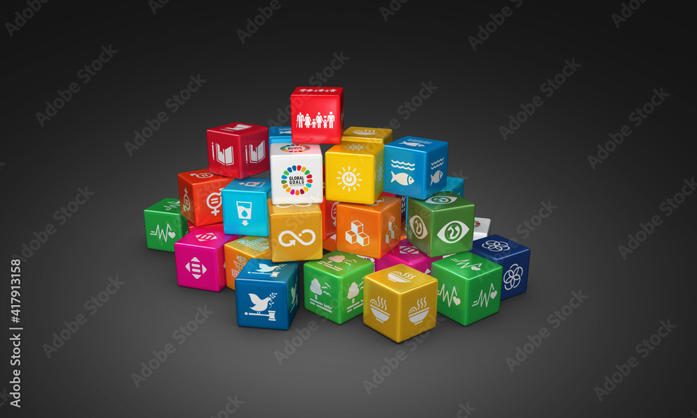 3D rendering colorful cubes Illustration of Corporate social ...