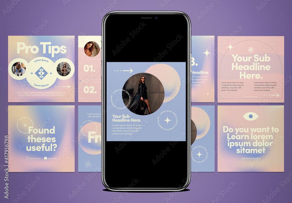 Carousel Gradient Layouts for Instagram Stock 템플릿 | Adobe Stock