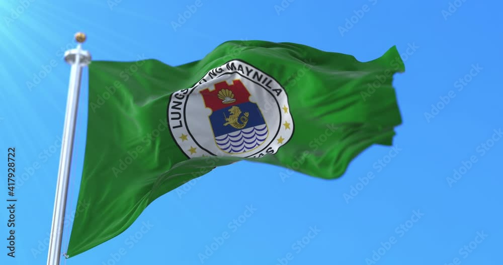 Flag of Manila, capital city of Philippines. Loop Stock Video | Adobe Stock