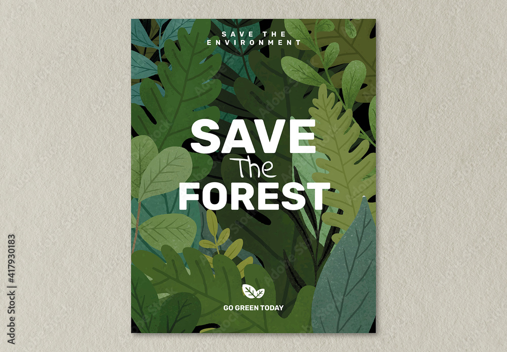 Save the Forest Flyer Template Design Stock Template | Adobe Stock