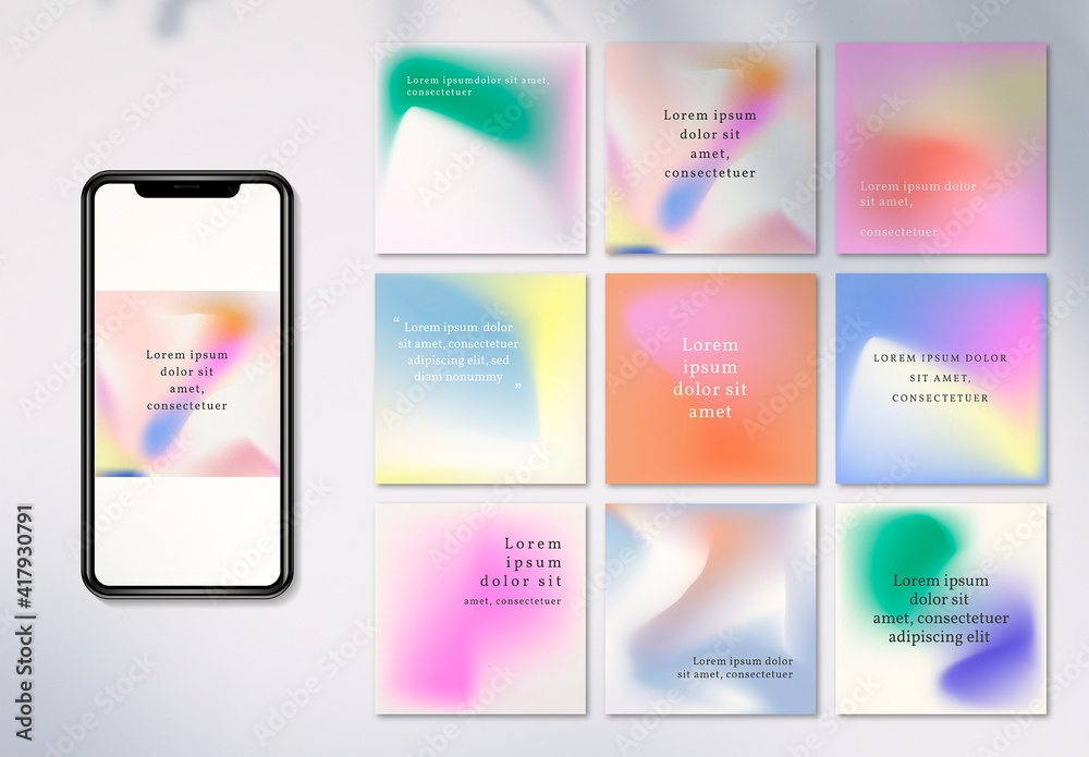 Social Media Template with Gradient Style Stock Template | Adobe Stock