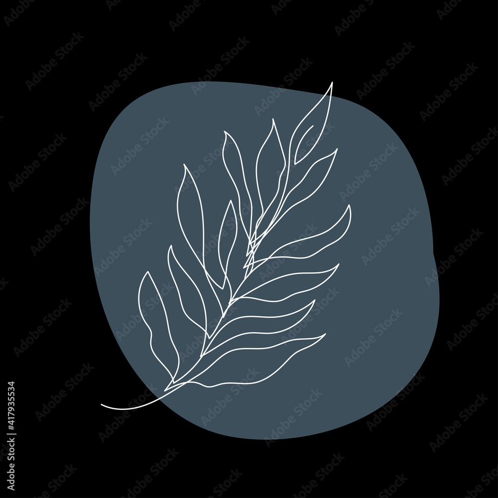Plant line artwork illustration. Contemporary lineart plant pattern for ...