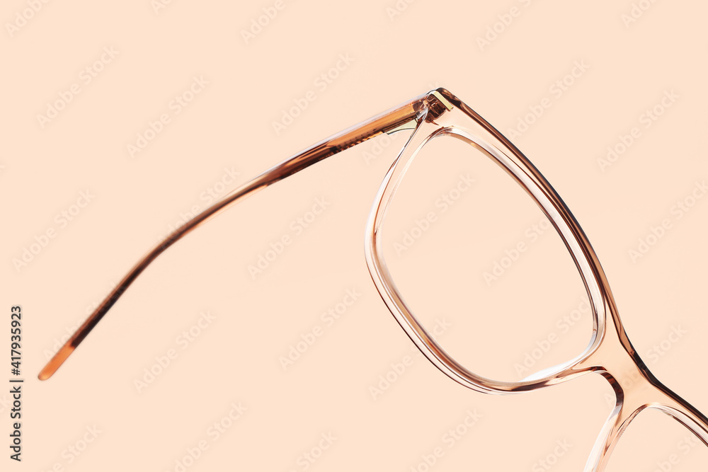 eyewear spectacles close up isolated on beige background Stock Photo ...