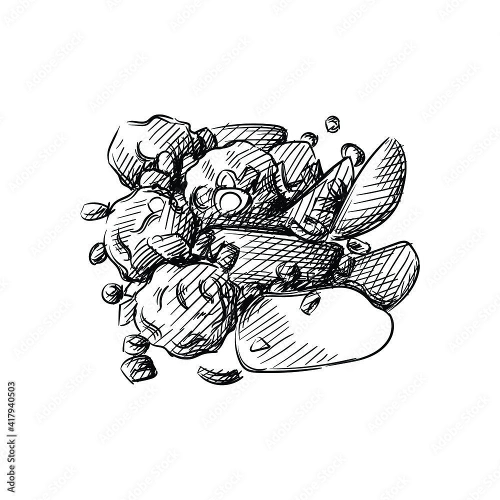 Hand drawn sketch of German Himmel und Ad (Heaven and Earth) on a white ...