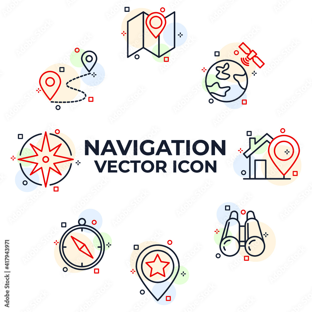Set of Navigation icon. location, GPS elements pack symbol template for ...