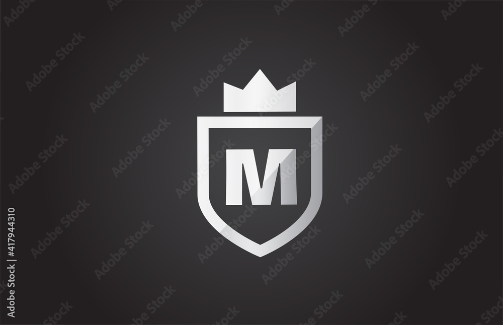Vecteur Stock M alphabet letter logo icon in grey and black color ...