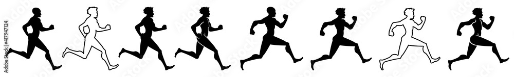 Runner Icon Male Runner Silhouette Set | Runners Icon Running Man ...