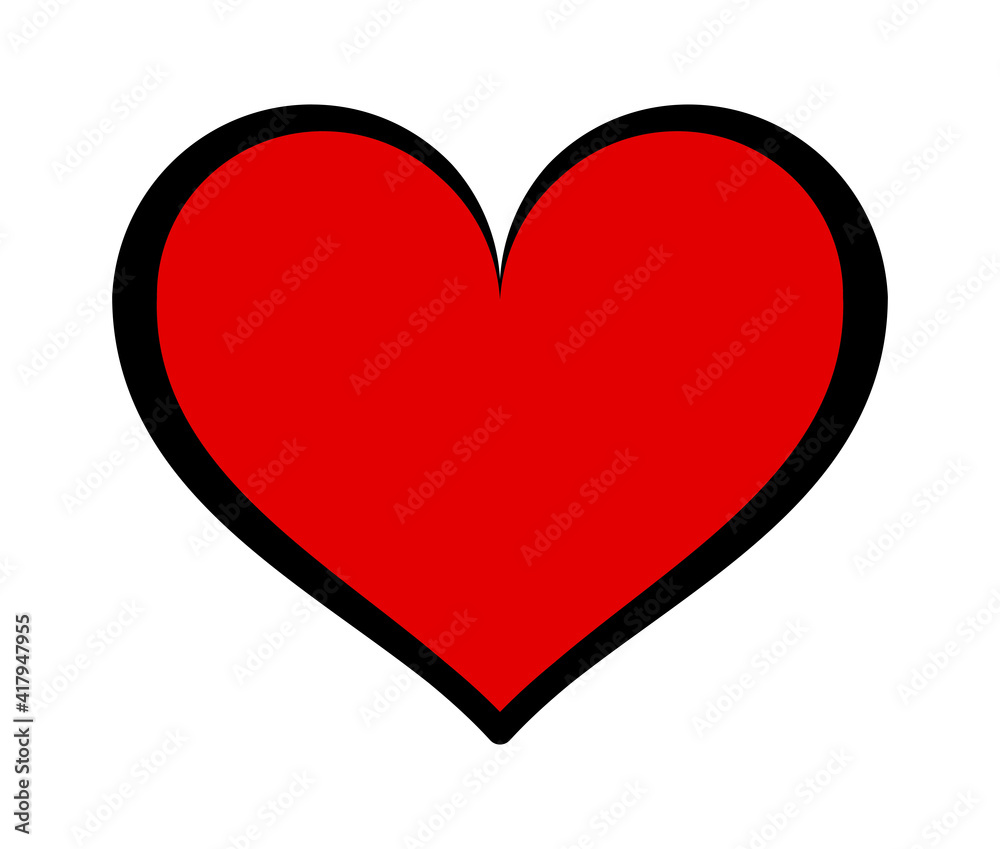 Cartoon red heart icon. Vector illustration isolated on white ...