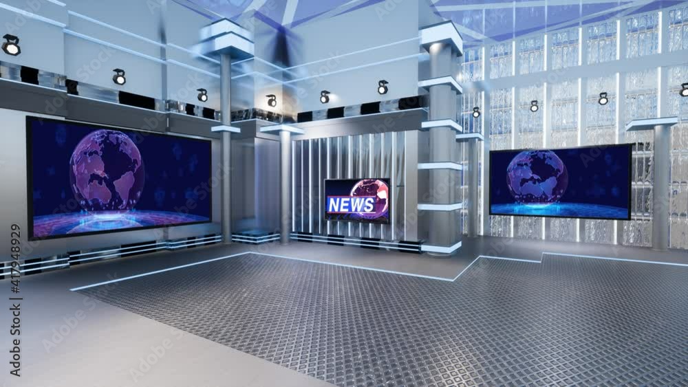 3D Virtual TV Studio News , TV On Wall.3D Virtual News Studio ...