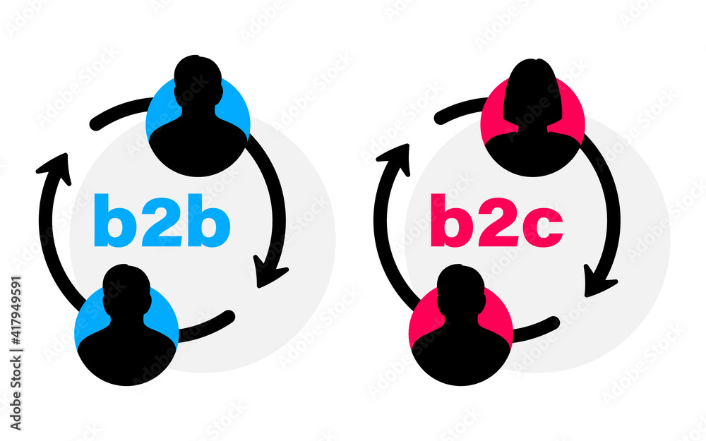 Vecteur Stock B2B and B2C flat vector icon. Successful business to ...