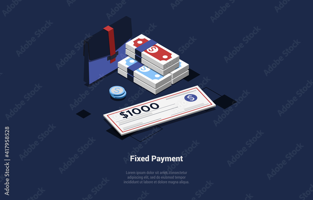 Vector Illustration In Cartoon 3D Style. Isometric Composition On Dark ...