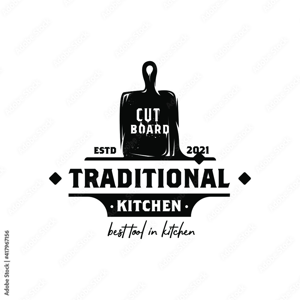 rustic cut board kitchen logo design Stock Vector | Adobe Stock