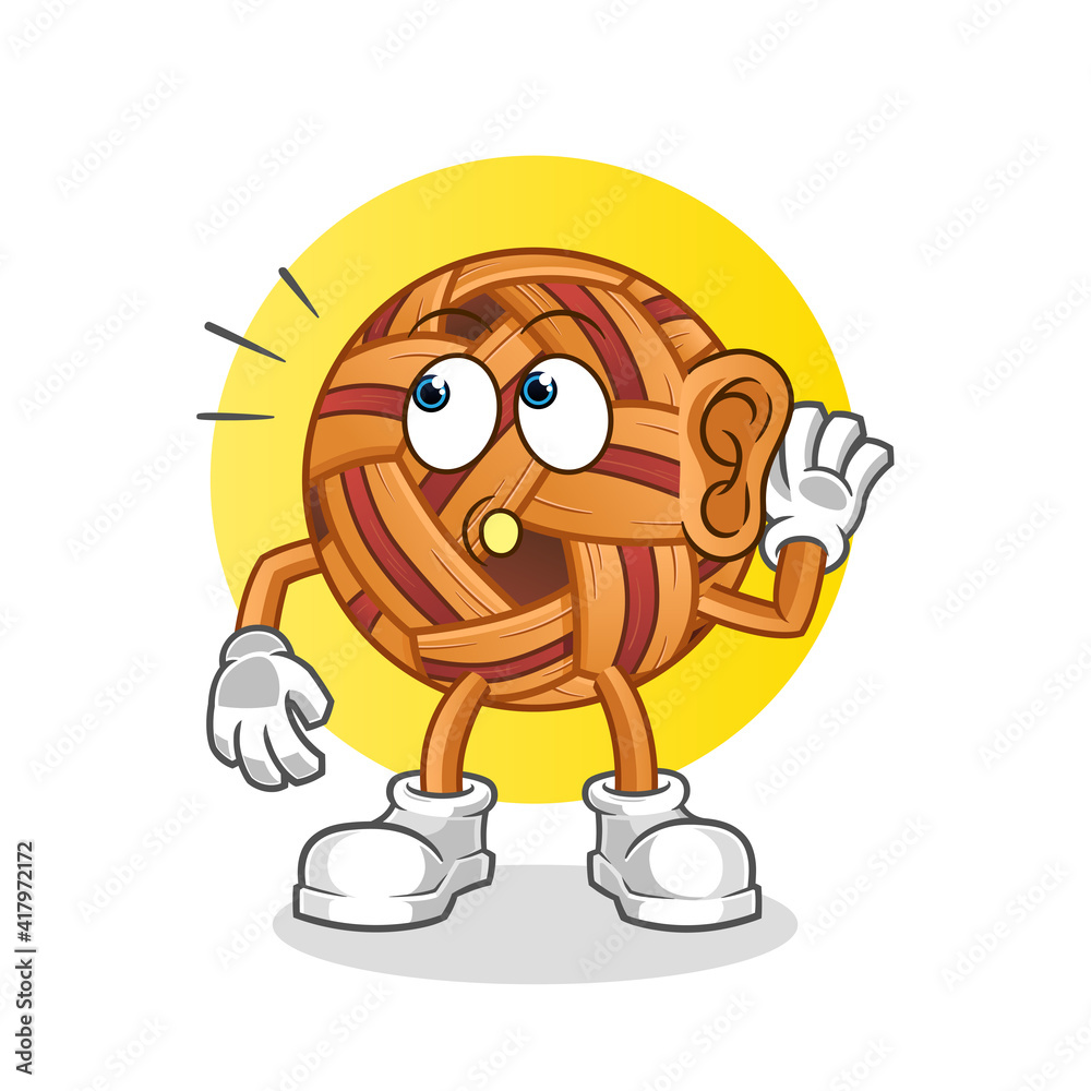 Takraw Ball Eavesdropping Vector Cartoon Character Stock Vector