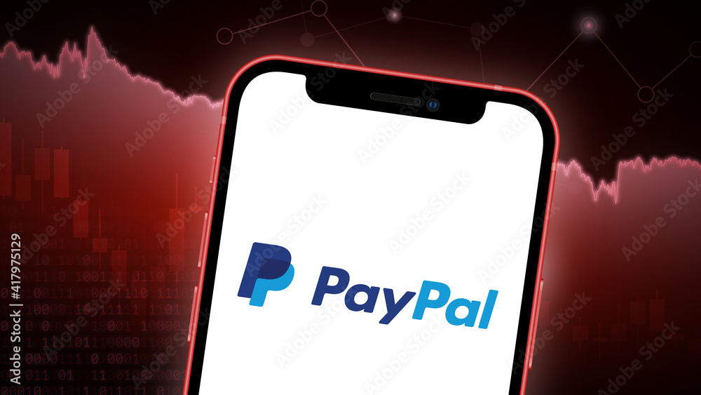 PayPal stock market vector illustration, with iPhone splash screen ...