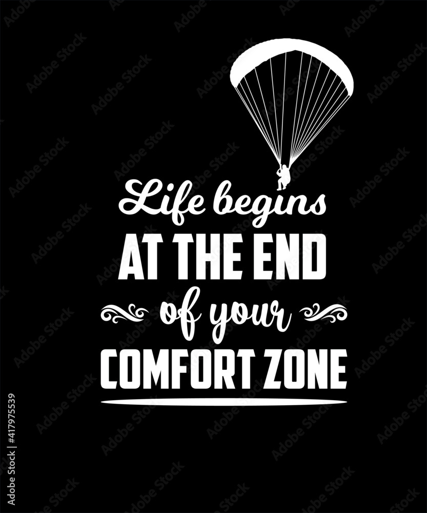 Paragliding parachute sky graphic design custom typography vector for t ...