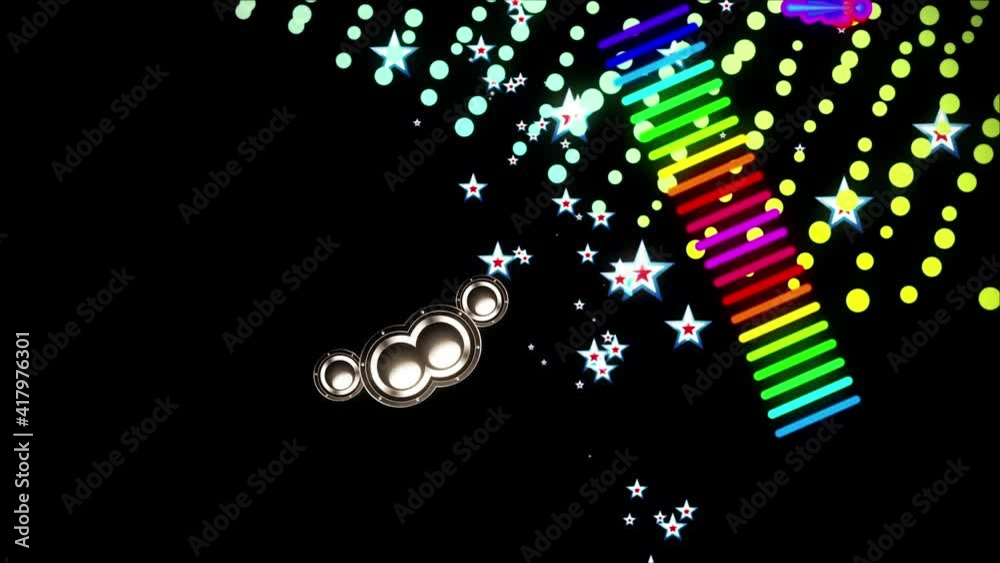 Retro music fashion show bass sound spectrum playing speakers and ...