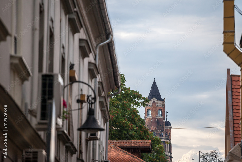 Selective blur Gardos Tower in Zemun seen from the center. Also called ...