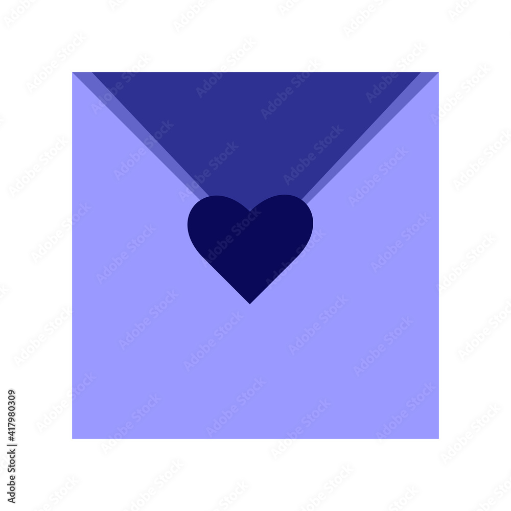 Cute blue envelope with heart isolated on a white background. Can be ...