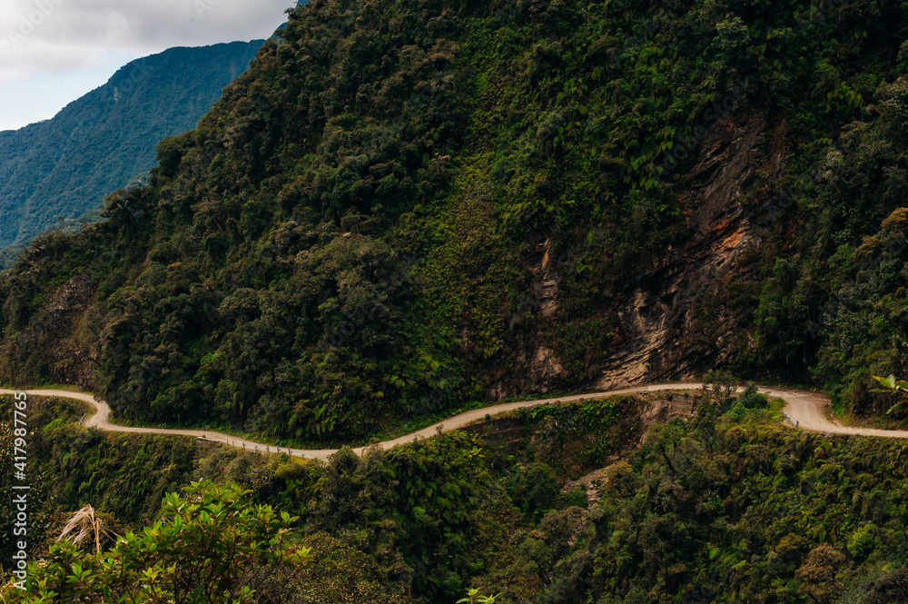 The Death Road is one of the most dangerous roads in the world Stock ...
