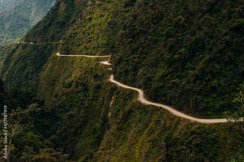 The Death Road is one of the most dangerous roads in the world Stock ...