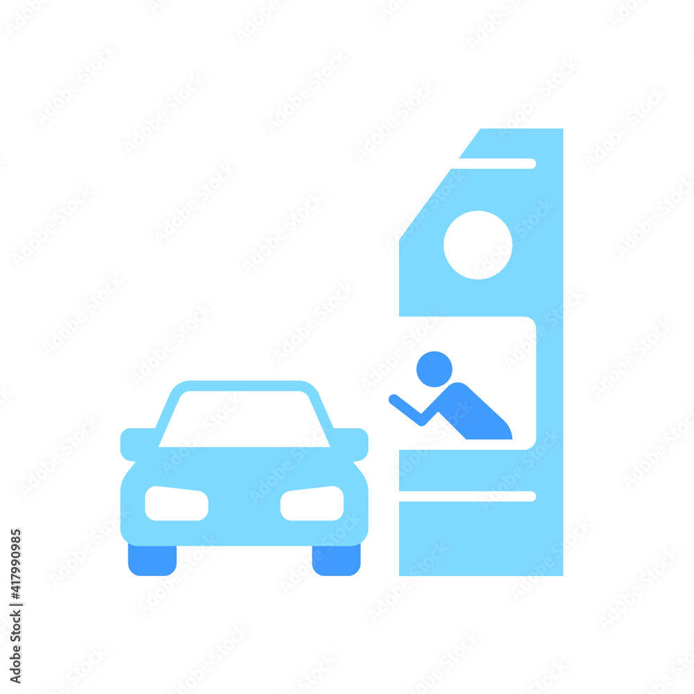 Drive through coloured icon. Simple flat style symbol can be used for ...