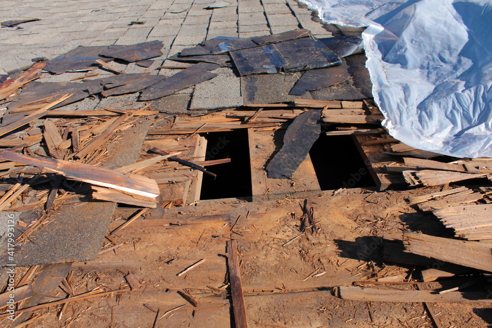 Demolition and removal of an Old Asphalt Single roof that was installed ...