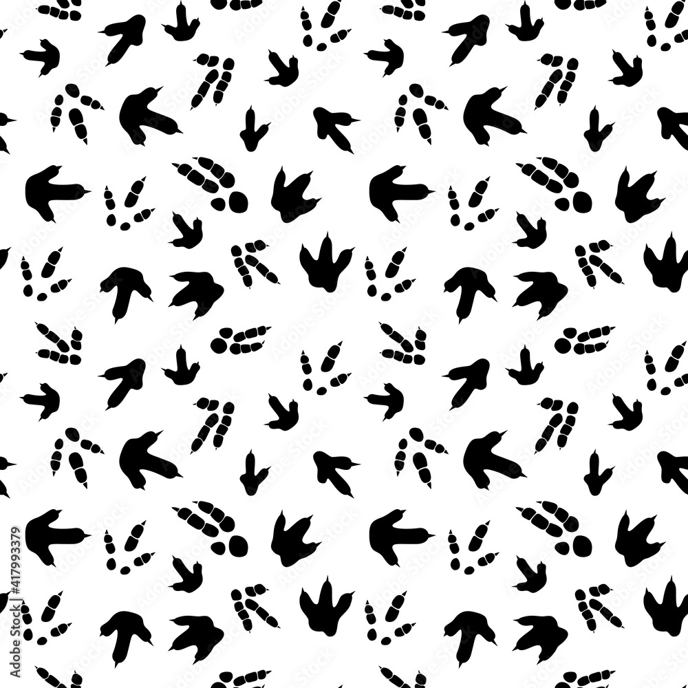 Dinosaur footprint tracks. Minimal seamless pattern. Background with ...
